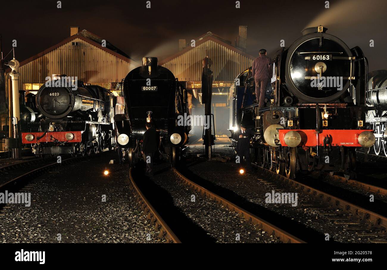 "1466" (extreme left), "King Edward II", "Sir Nigel Gresley", "Tornado ...