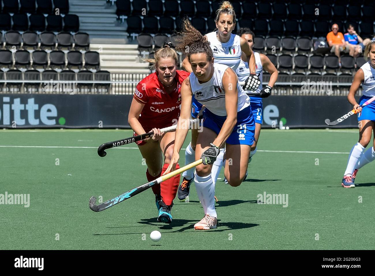 AMSTELVEEN, NETHERLANDS - JUNE 7: Alix Gerniers of Belgium and Sara ...