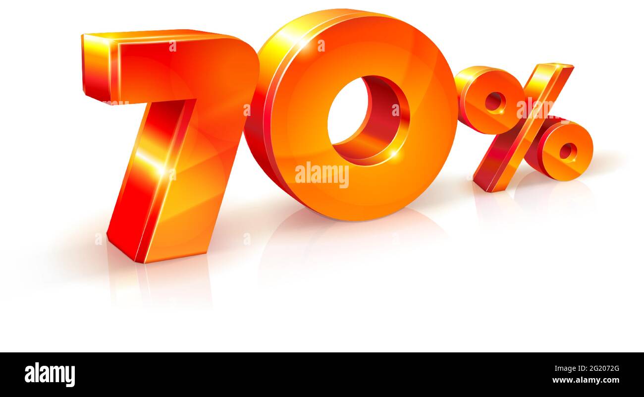Vector shiny Orange Red 3d sign 70% seventy percent. suitable for use ...