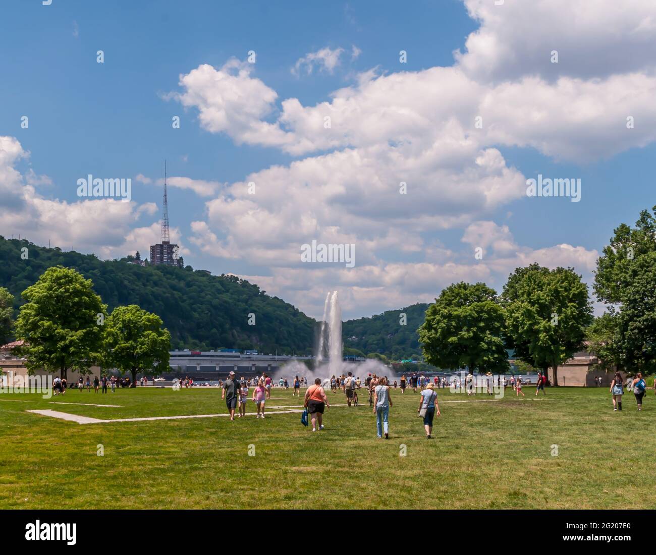 People around the Point at Point State Park in downtown Pittsburgh ...