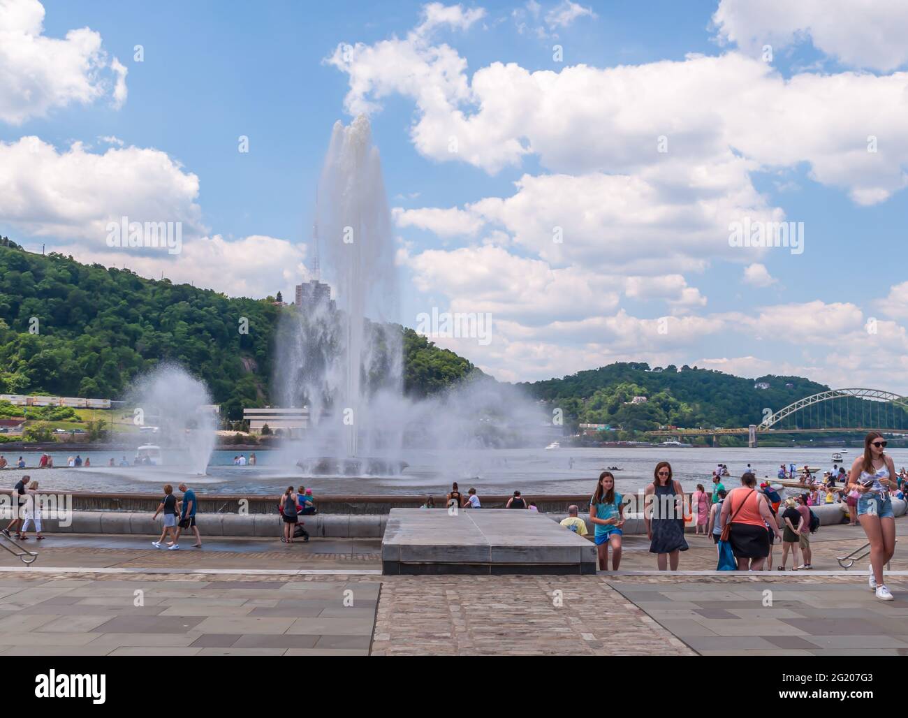 People around the Point at Point State Park in downtown Pittsburgh ...