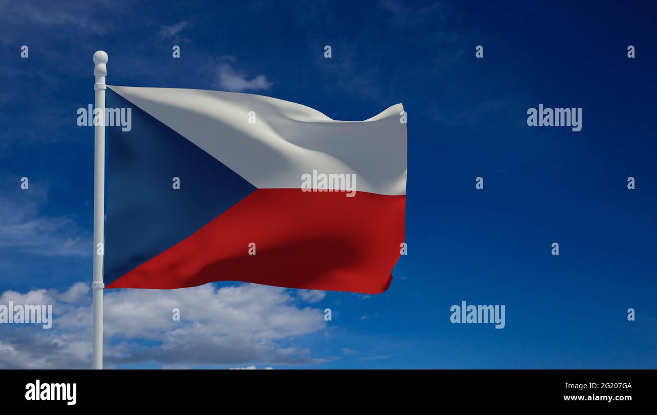 Czech Republic national flag, waving in the wind. 3d rendering, CGI ...