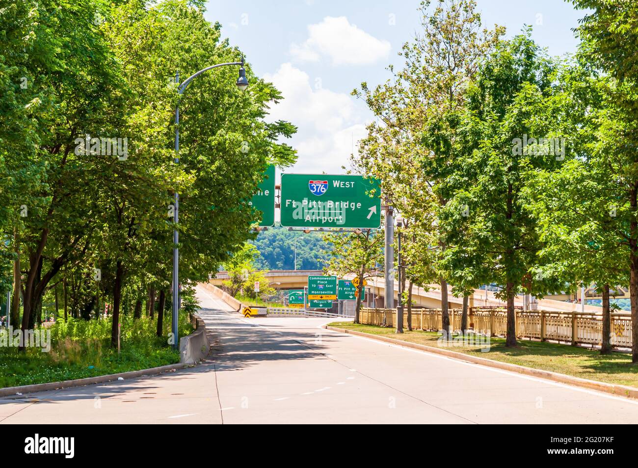 Road signs in downtown Pittsburgh, Pennsylvania, USA on the 10th Street ...