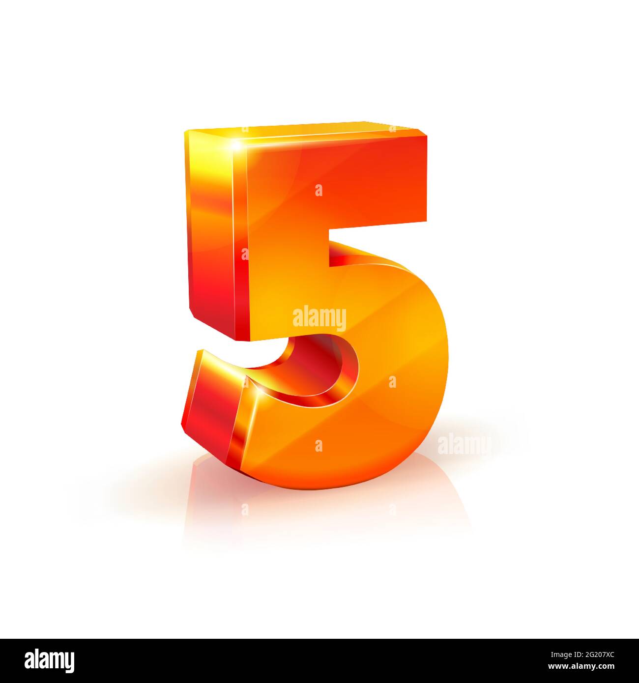 3d orange-red realistic volumetric image number 5 five. Isolated on ...