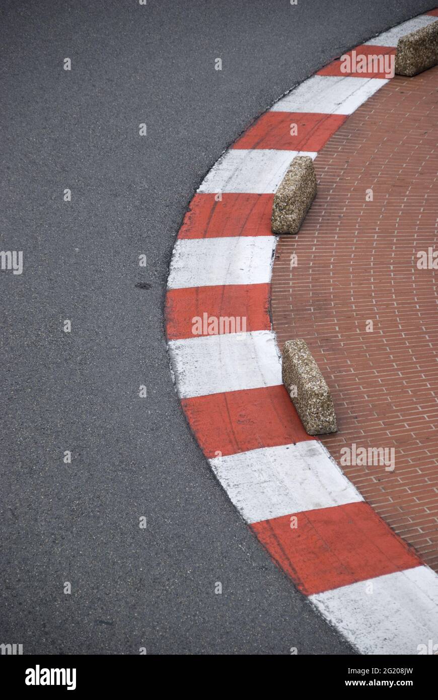 Red an white curbs of Monte Carlo Formula 1Race track Stock Photo - Alamy