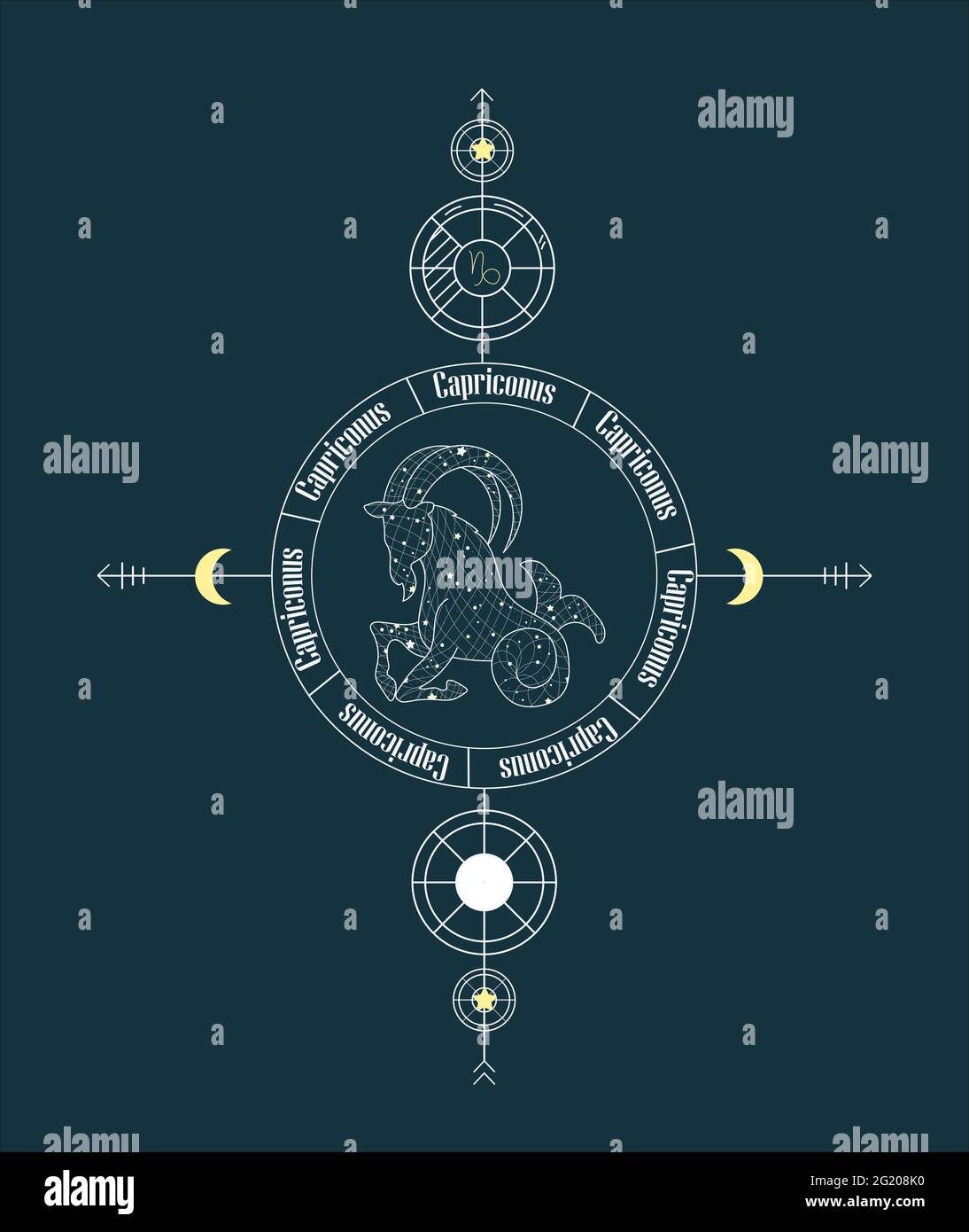 Capricornus. Zodiac sign design. Zodiac design with star grid. Abstract ...