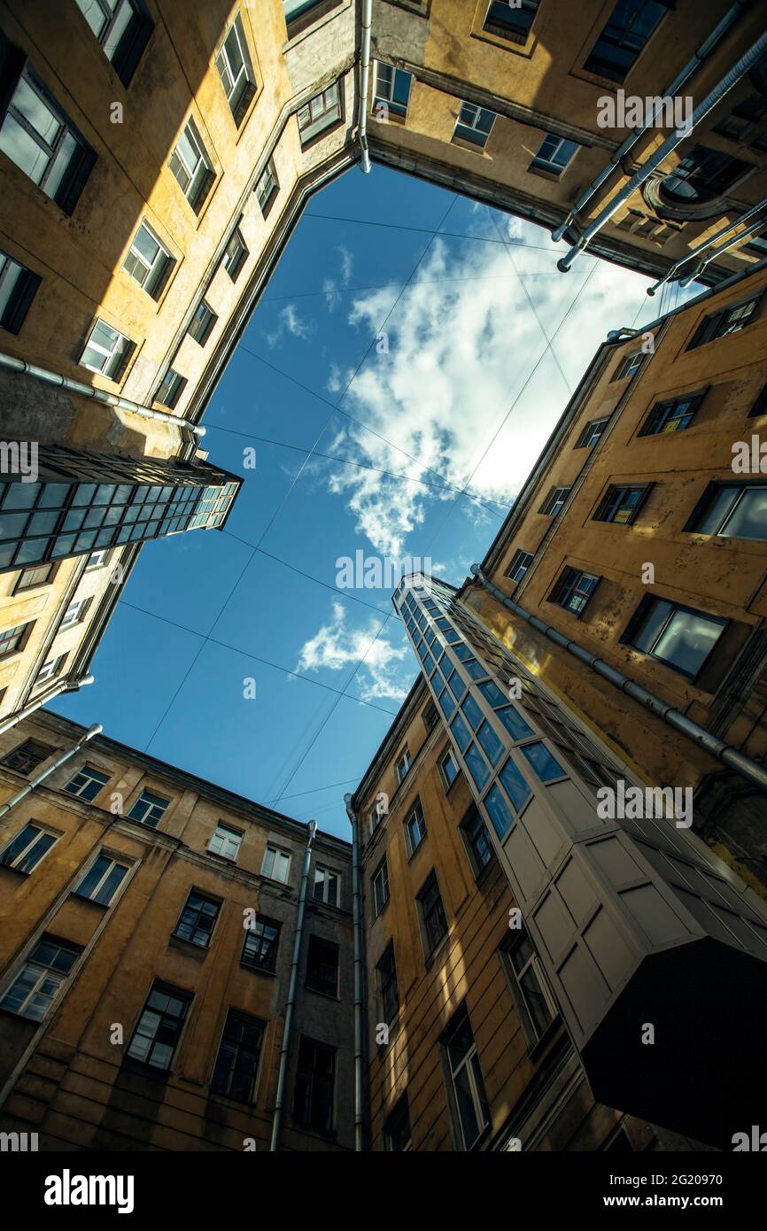 Typical courtyard of buildings in St. Petersburg, Russia Stock Photo ...