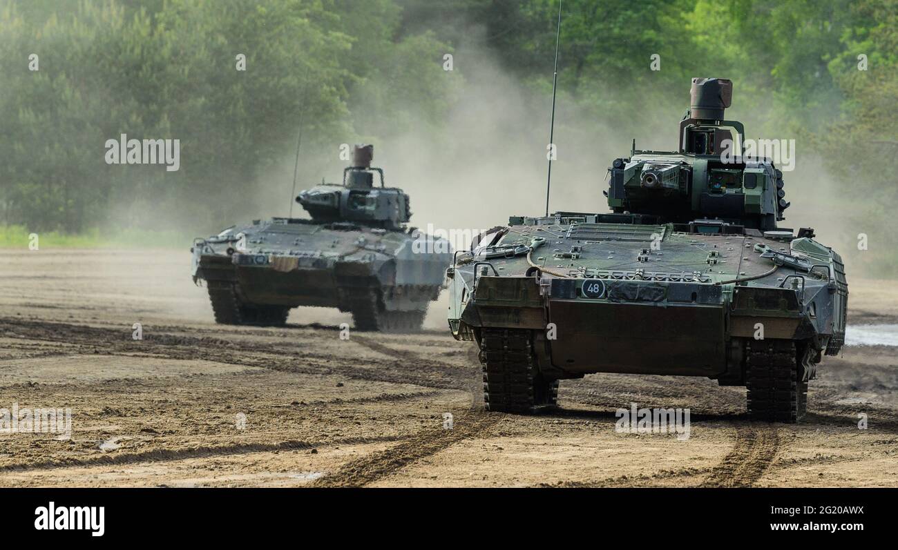Munster, Germany. 02nd June, 2021. Puma infantry fighting vehicles of ...