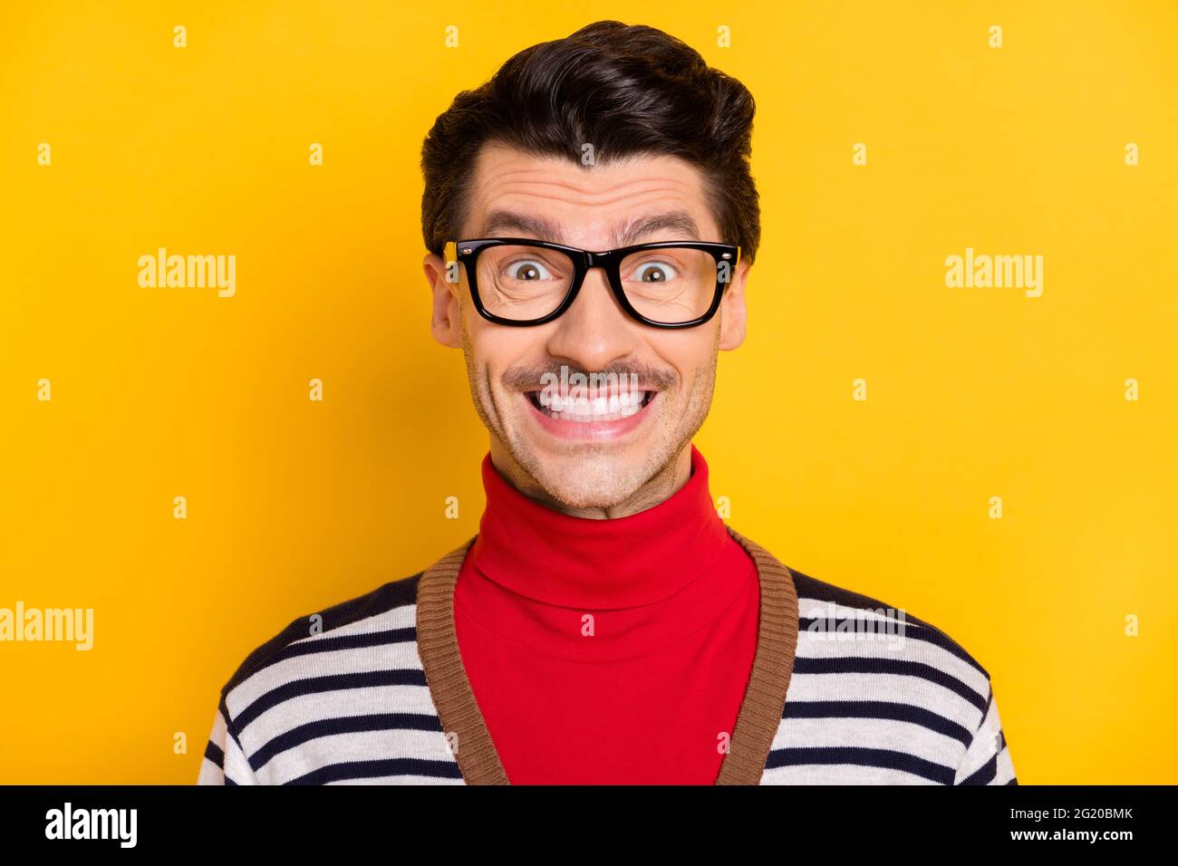 Photo Of Young Cheerful Handsome Man Happy Positive Toothy Smile Wear