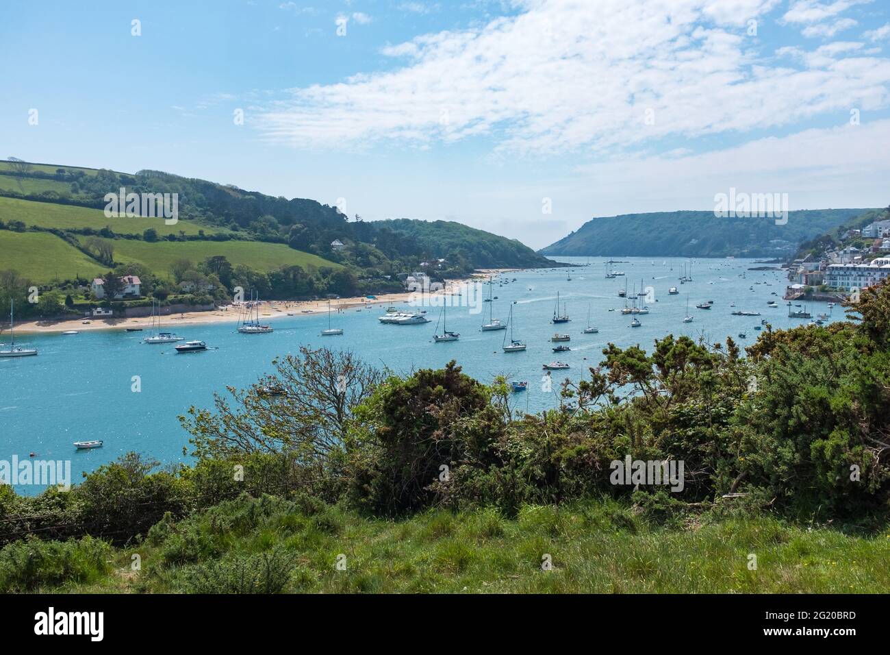 View of the South Hams town of Salcombe and the estuary from Snapes ...