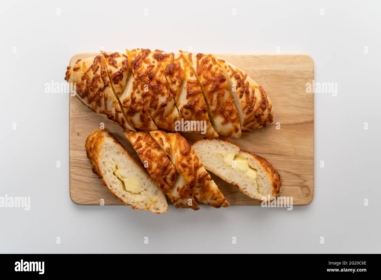 salted pollack roe coated baguette bread Stock Photo - Alamy