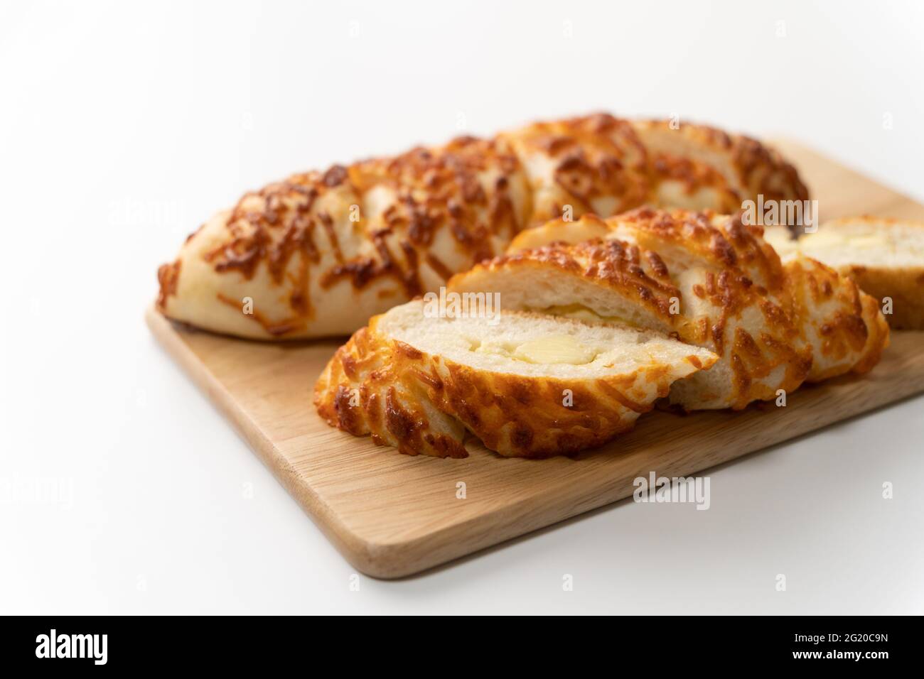 salted pollack roe coated baguette bread Stock Photo - Alamy