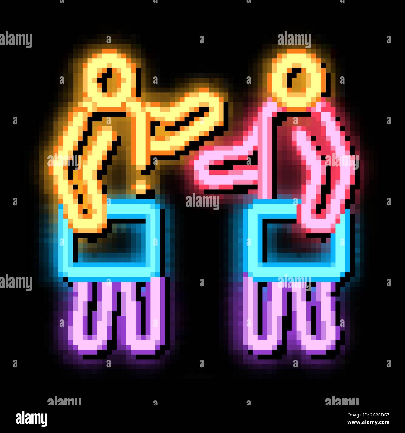 meeting of two working people neon glow icon illustration Stock Vector ...