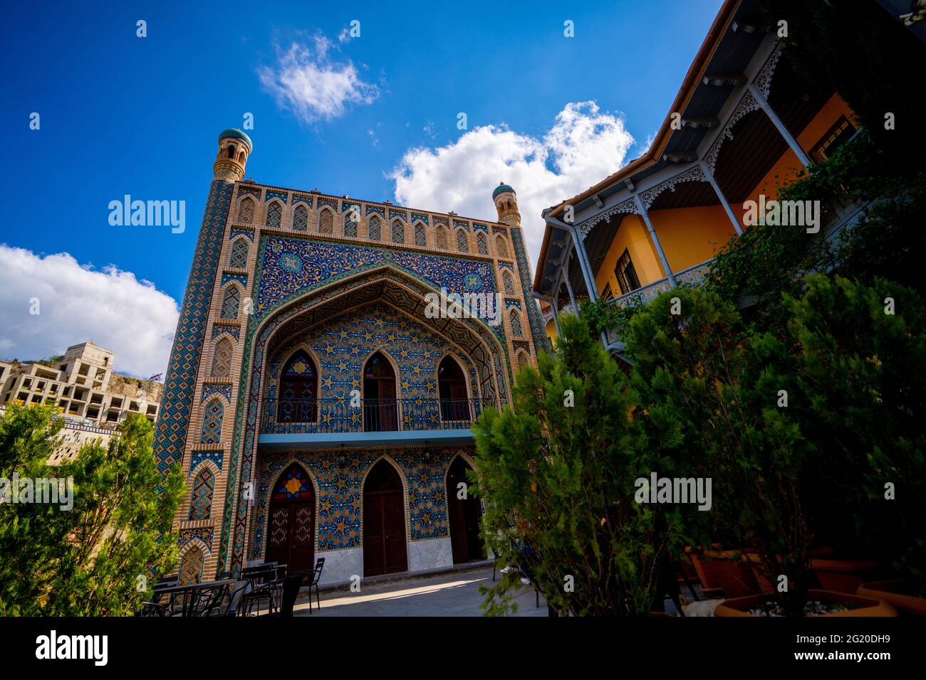 Low angle shot of Tbilisi Central Mosque in Georgia under a blue sky ...