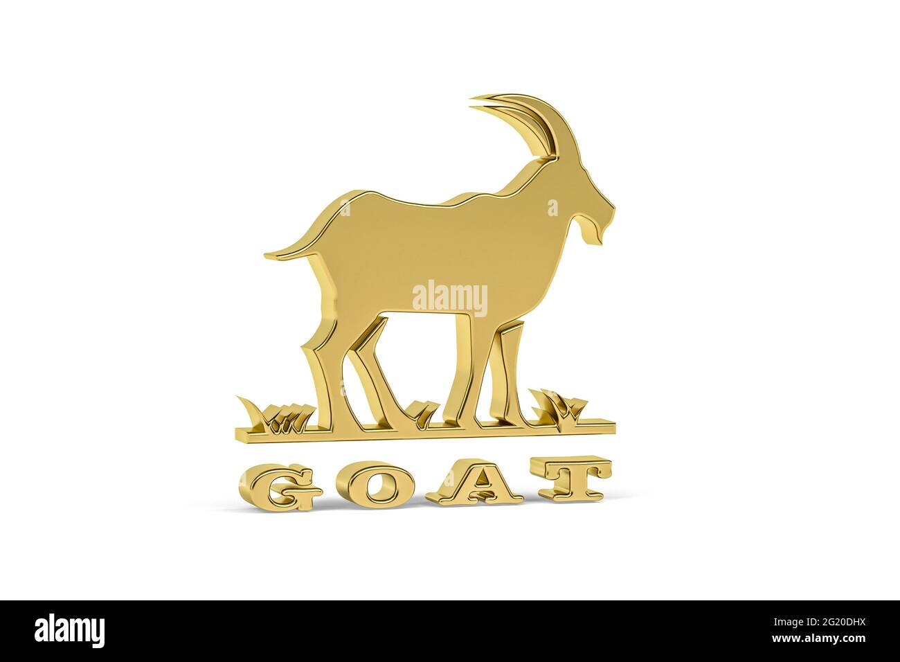 Golden 3d goat icon isolated on white background - 3d render Stock ...