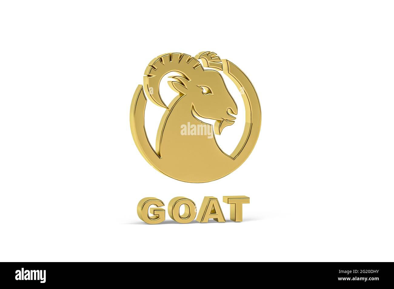 Golden 3d goat icon isolated on white background - 3d render Stock ...