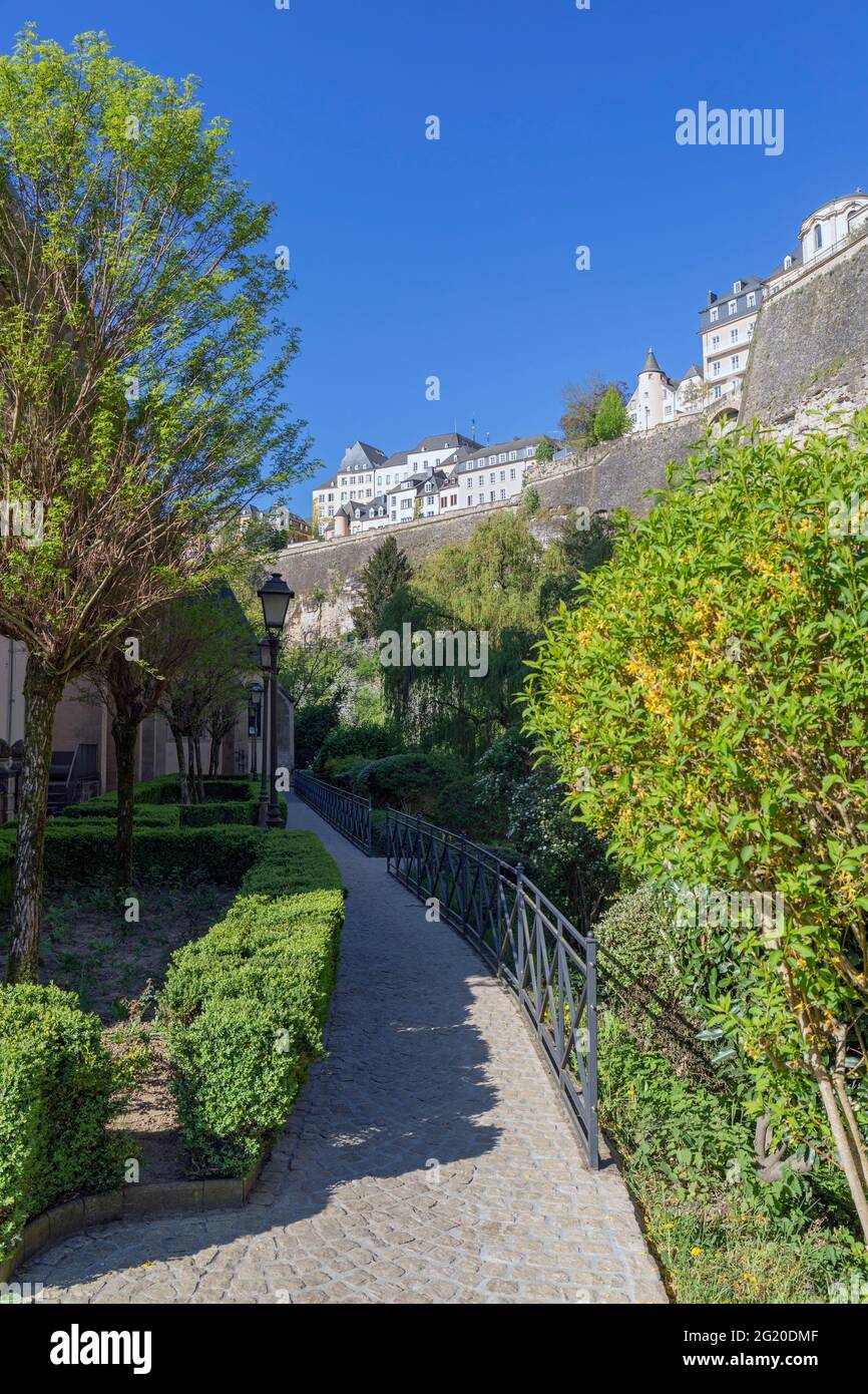 Europe, Luxembourg, Luxembourg City, Path along the Alzette River close ...