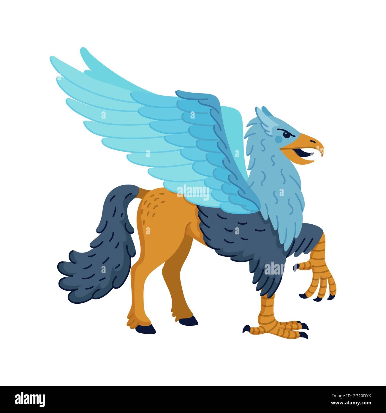 Magical creatures set. Mythological animal - hippogriff. Flat style ...