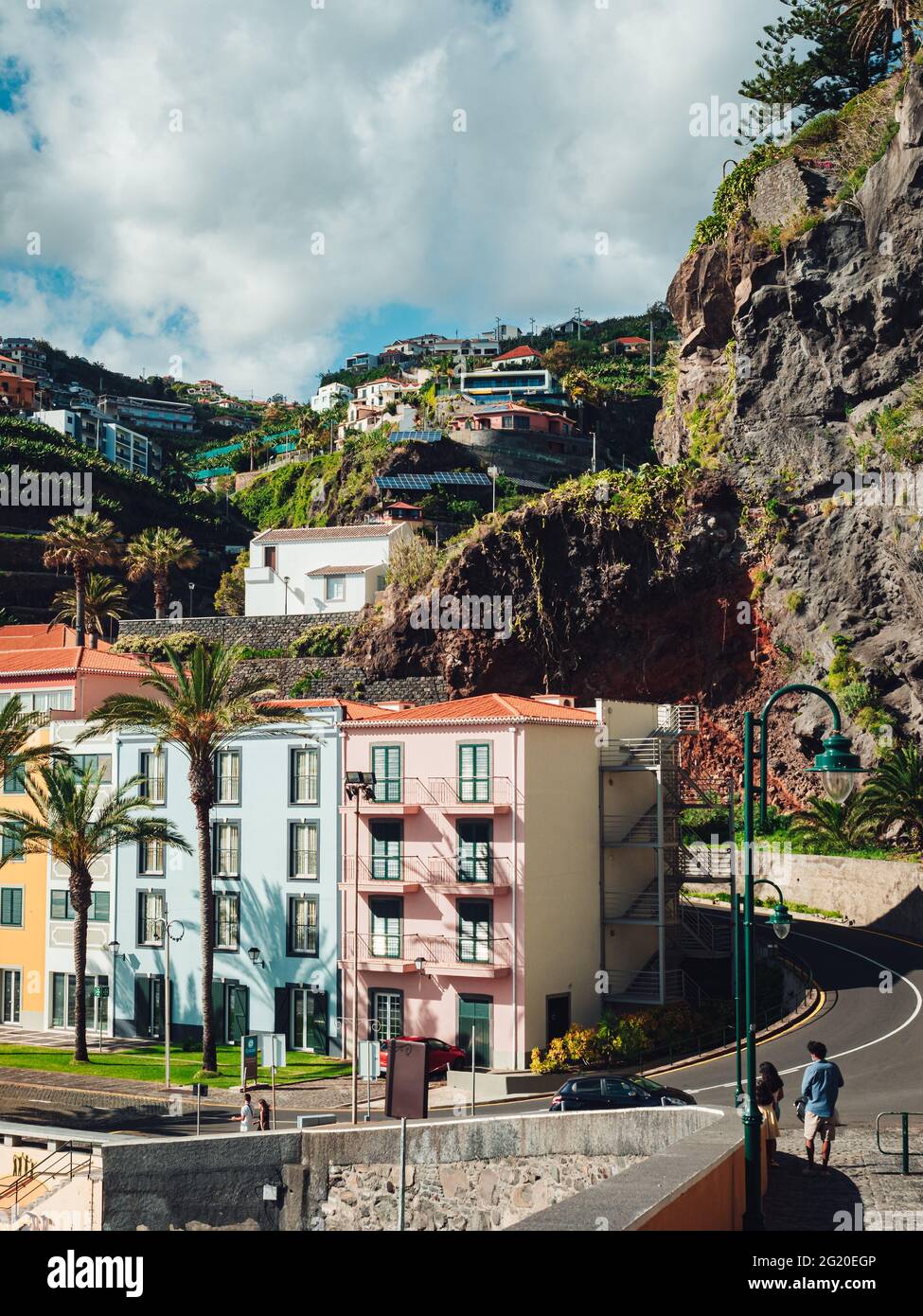 Beautiful vertical shot of Ponta Do Sol Municipality in Madeira Island ...