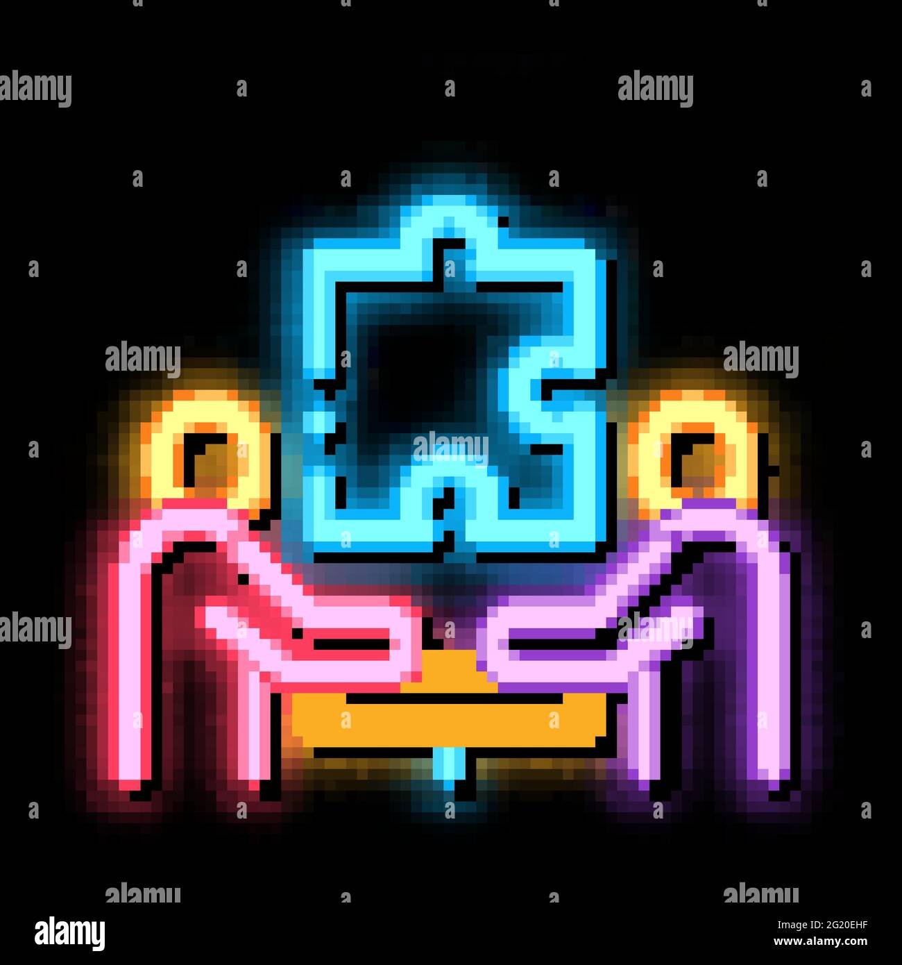 teamwork people neon glow icon illustration Stock Vector Image & Art ...