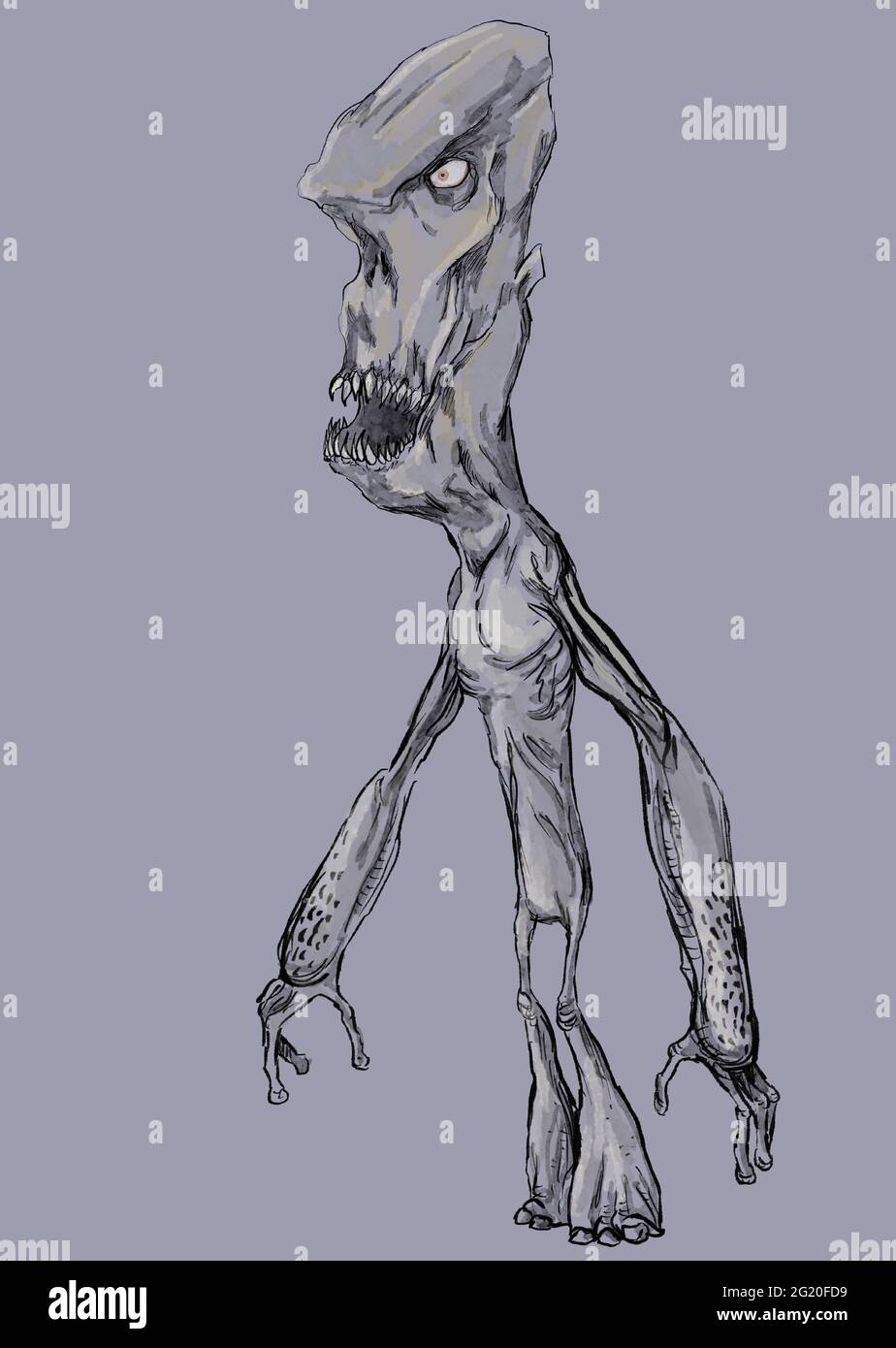 a weird alien illustration Stock Photo - Alamy