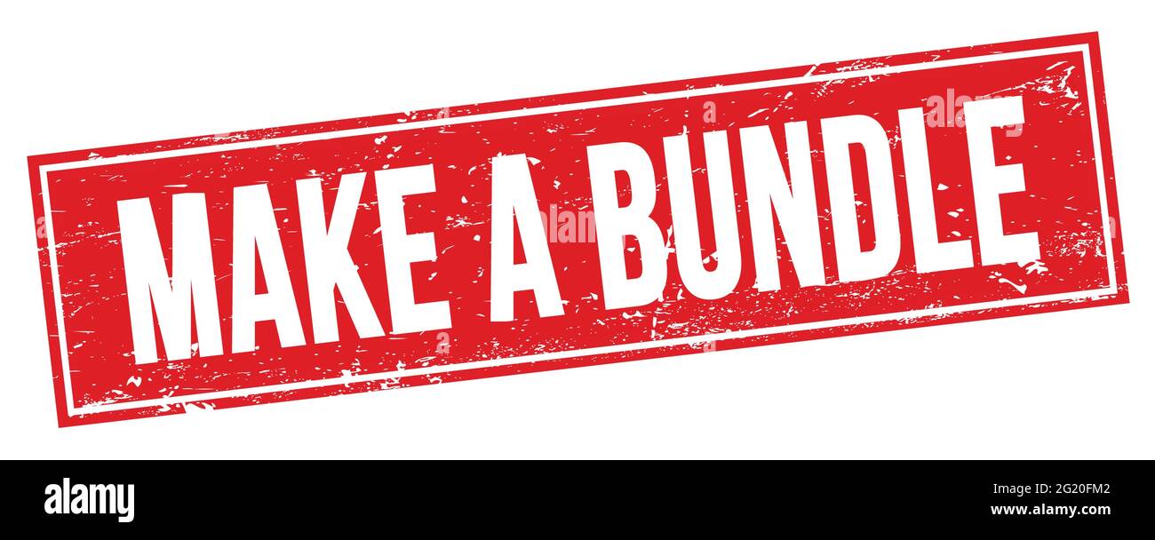 MAKE A BUNDLE text on red grungy rectangle stamp sign Stock Photo - Alamy