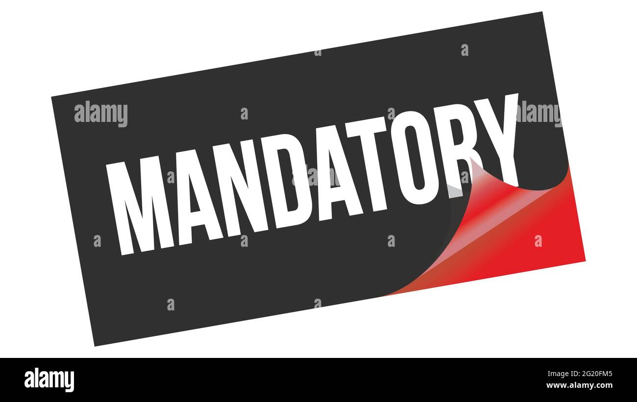 MANDATORY text written on black red sticker stamp Stock Photo - Alamy