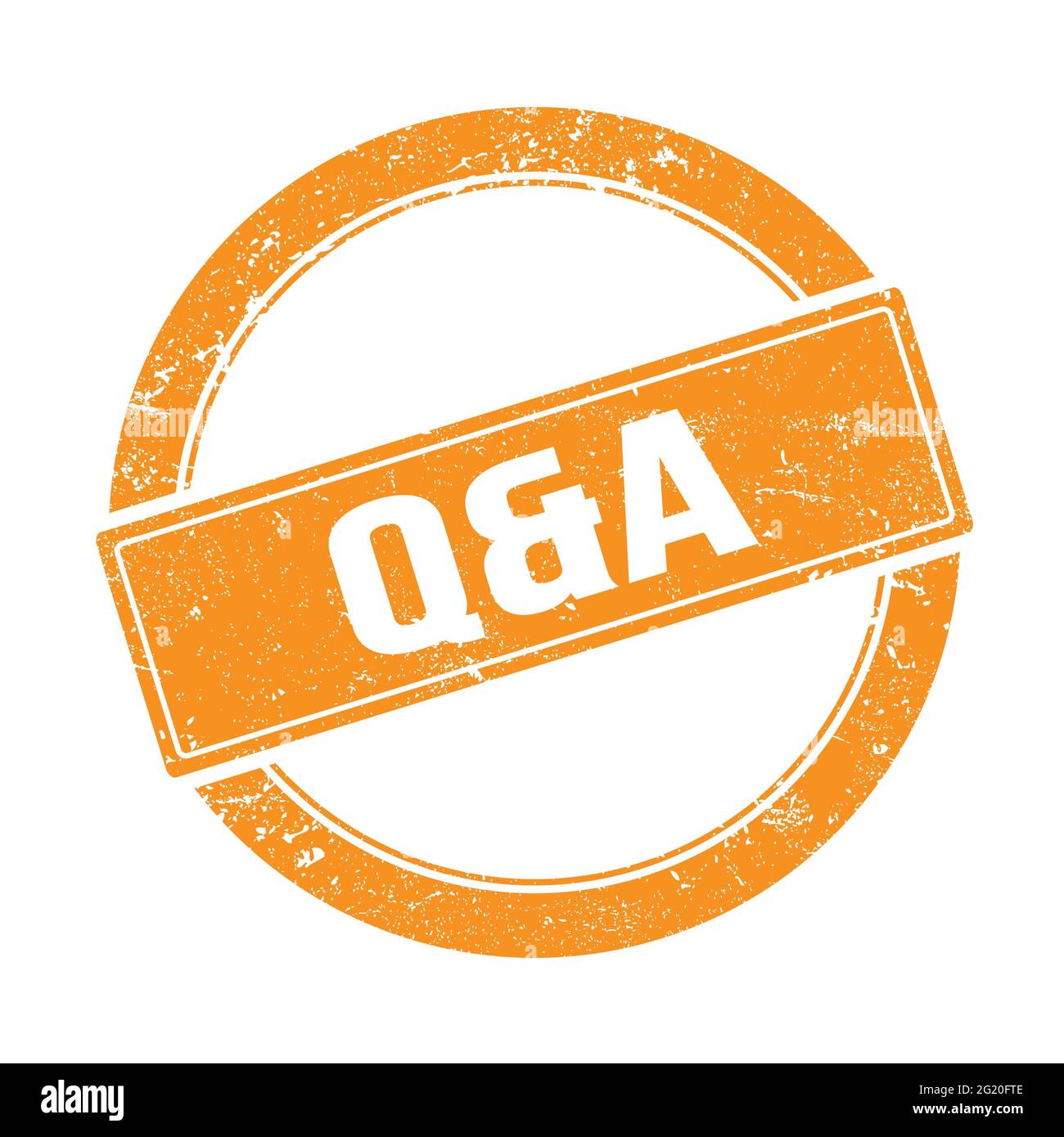 Q&A text on orange grungy round vintage stamp Stock Photo - Alamy