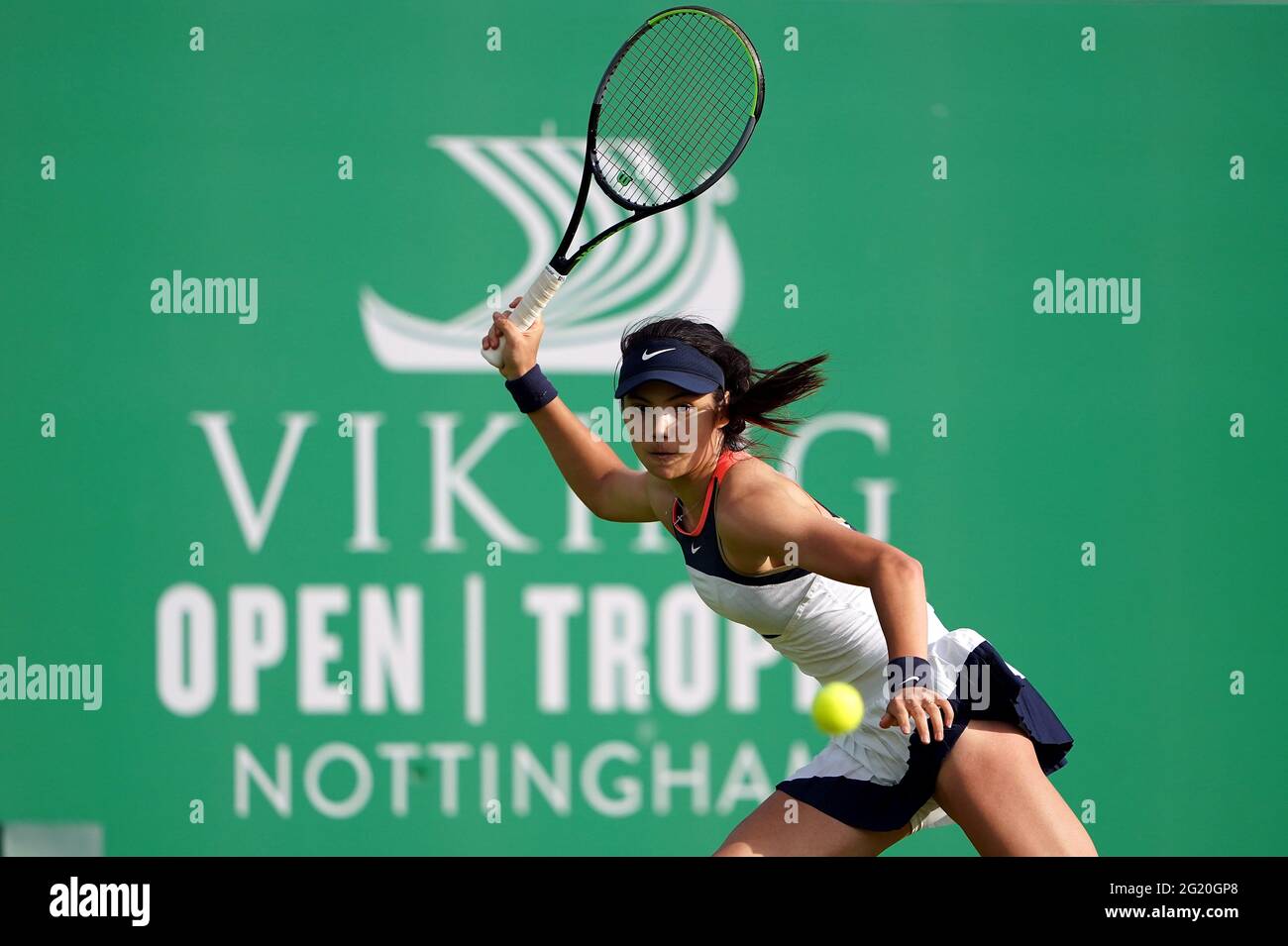 Emma Raducanu in action during her WTA first round match against ...