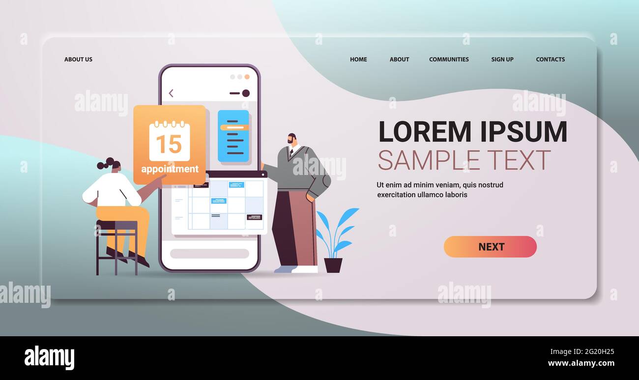 businesspeople planning day scheduling appointment in calendar on ...