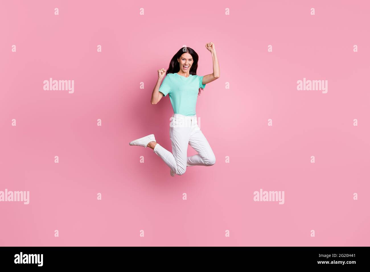Full size photo of young excited crazy smiling positive charming girl ...