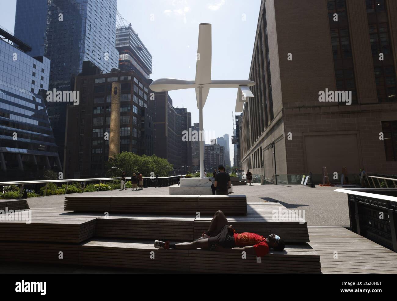 New York, United States. 07th June, 2021. People gather at a press ...