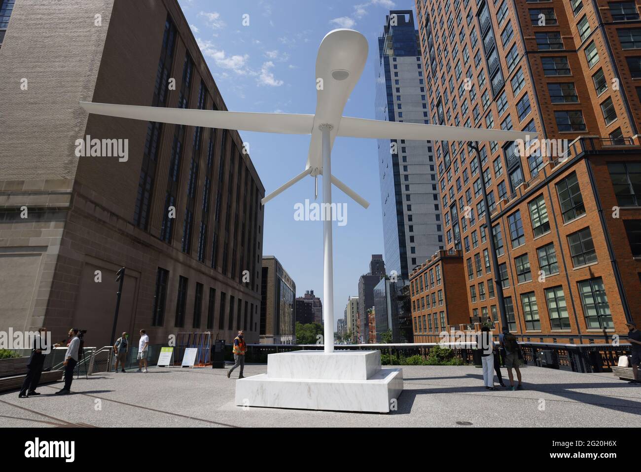 New York, United States. 07th June, 2021. People gather at a press ...