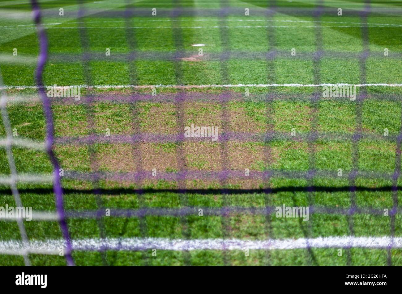 space in front of the football gate on the field Stock Photo - Alamy