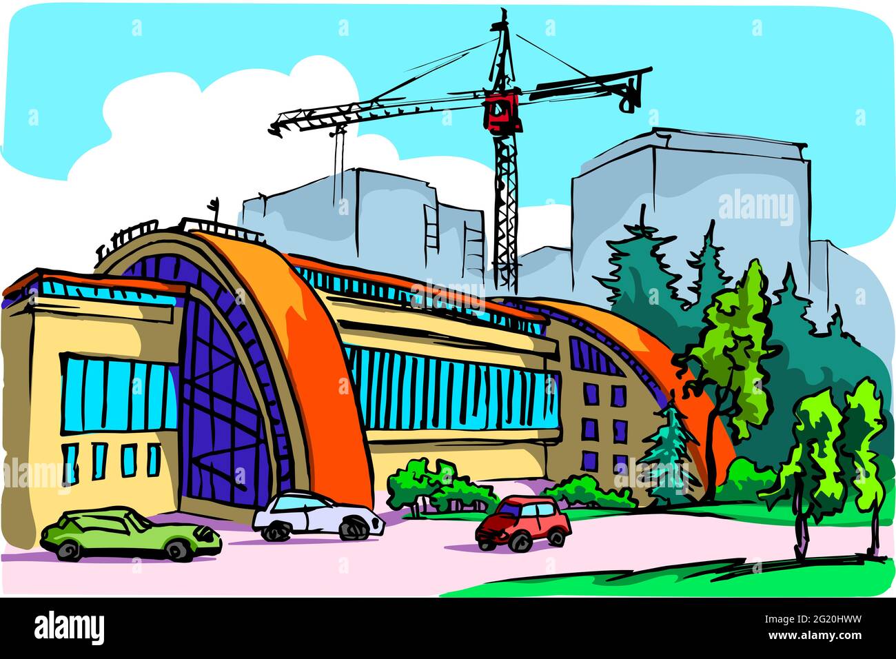 Curved roof structure Stock Vector Images - Alamy