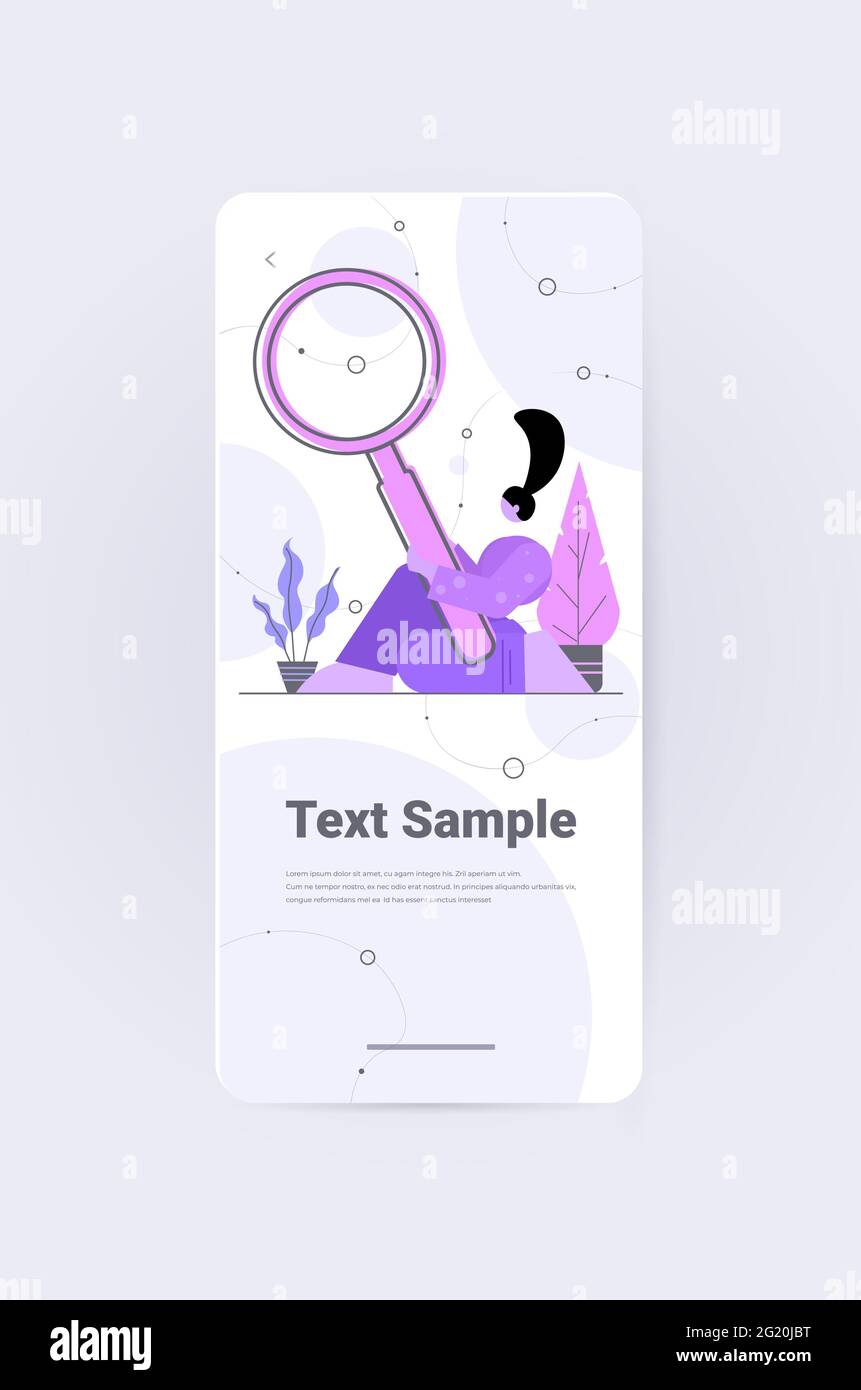 Businesswoman Searching Files Business Woman Looking Through Magnifying Glass File Manager