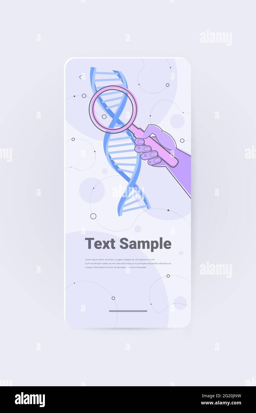 scientist looking on DNA through magnifying glass researcher making ...