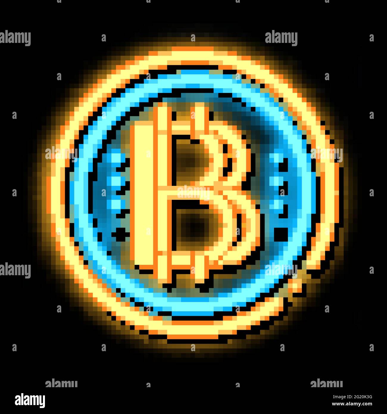 Bitcoin coin in neon Stock Vector Images - Alamy