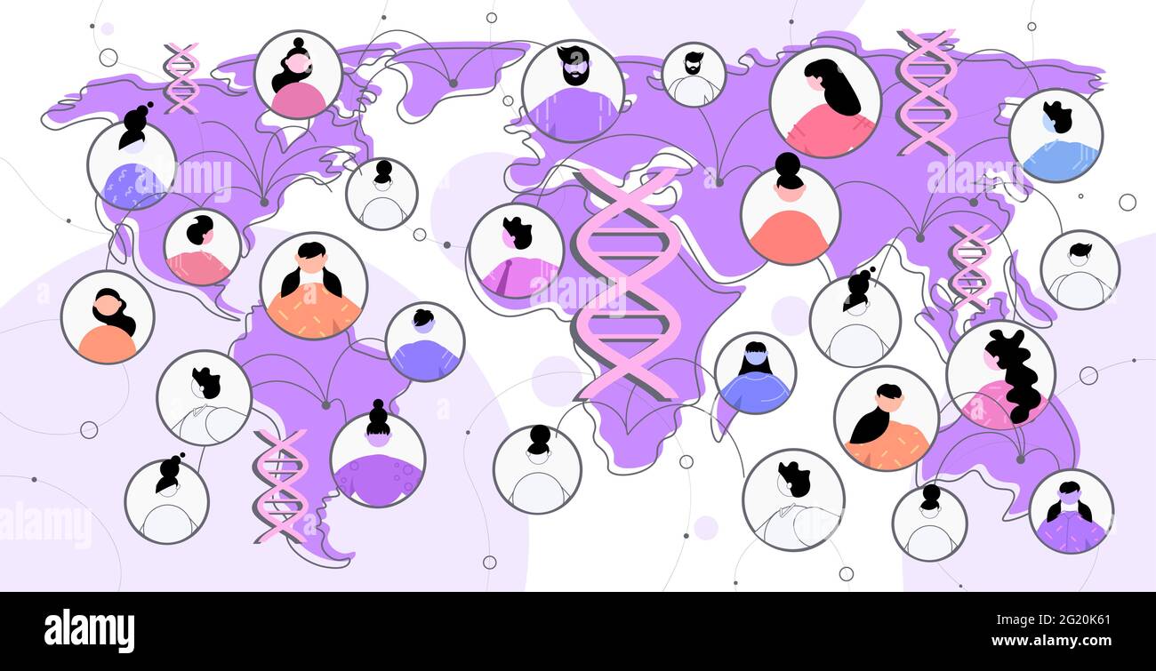 scientists on world map discussing during virtual meeting DNA testing ...