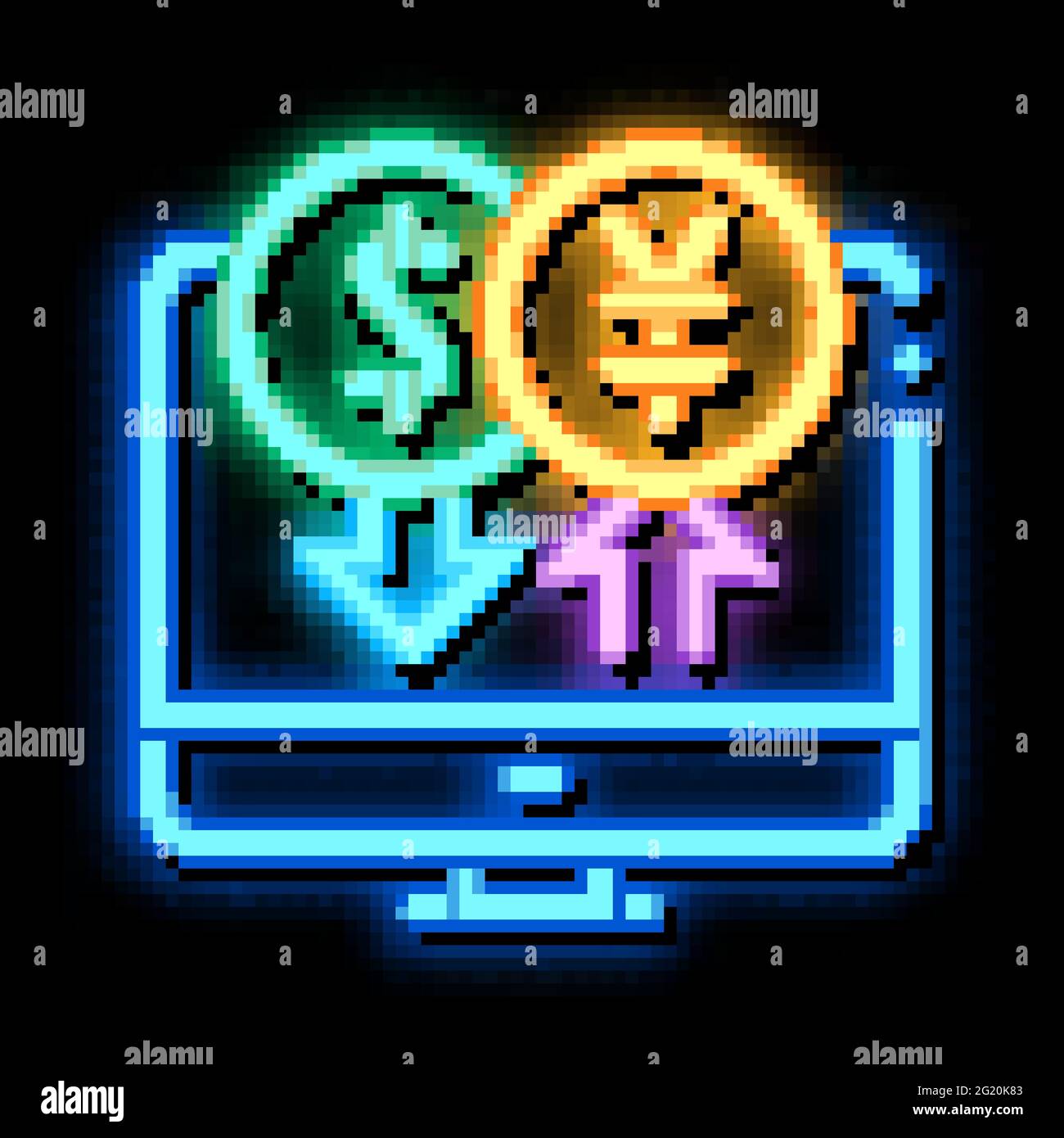 computer currency exchange neon glow icon illustration Stock Vector ...