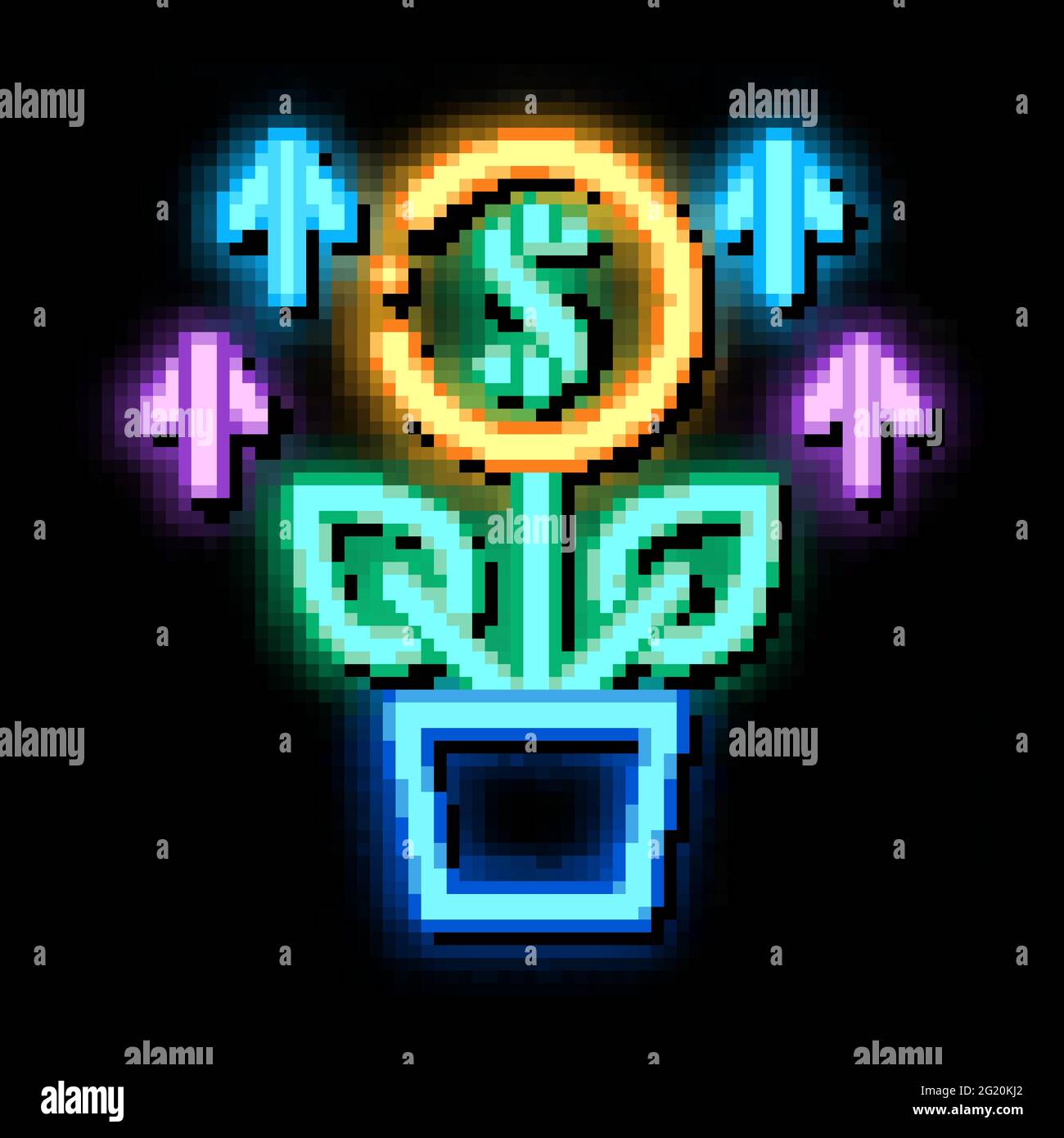 growing money tree neon glow icon illustration Stock Vector Image & Art ...