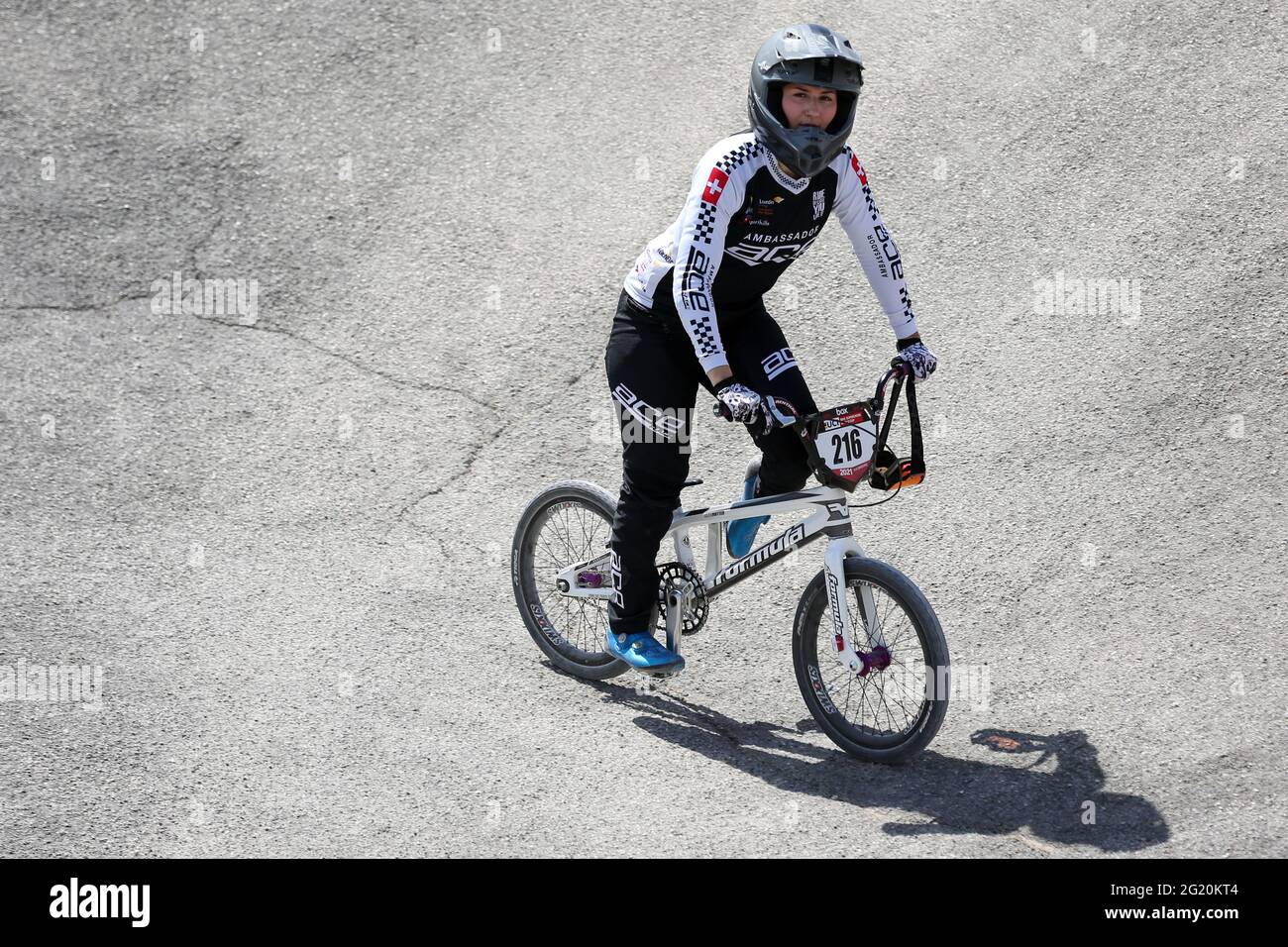 Leila HENRY of Switzerland competes in the UCI BMX Supercross World Cup ...