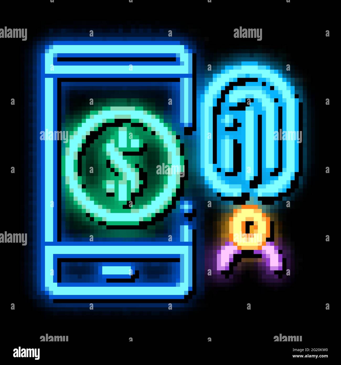 fingerprint access to accounts neon glow icon illustration Stock Vector ...