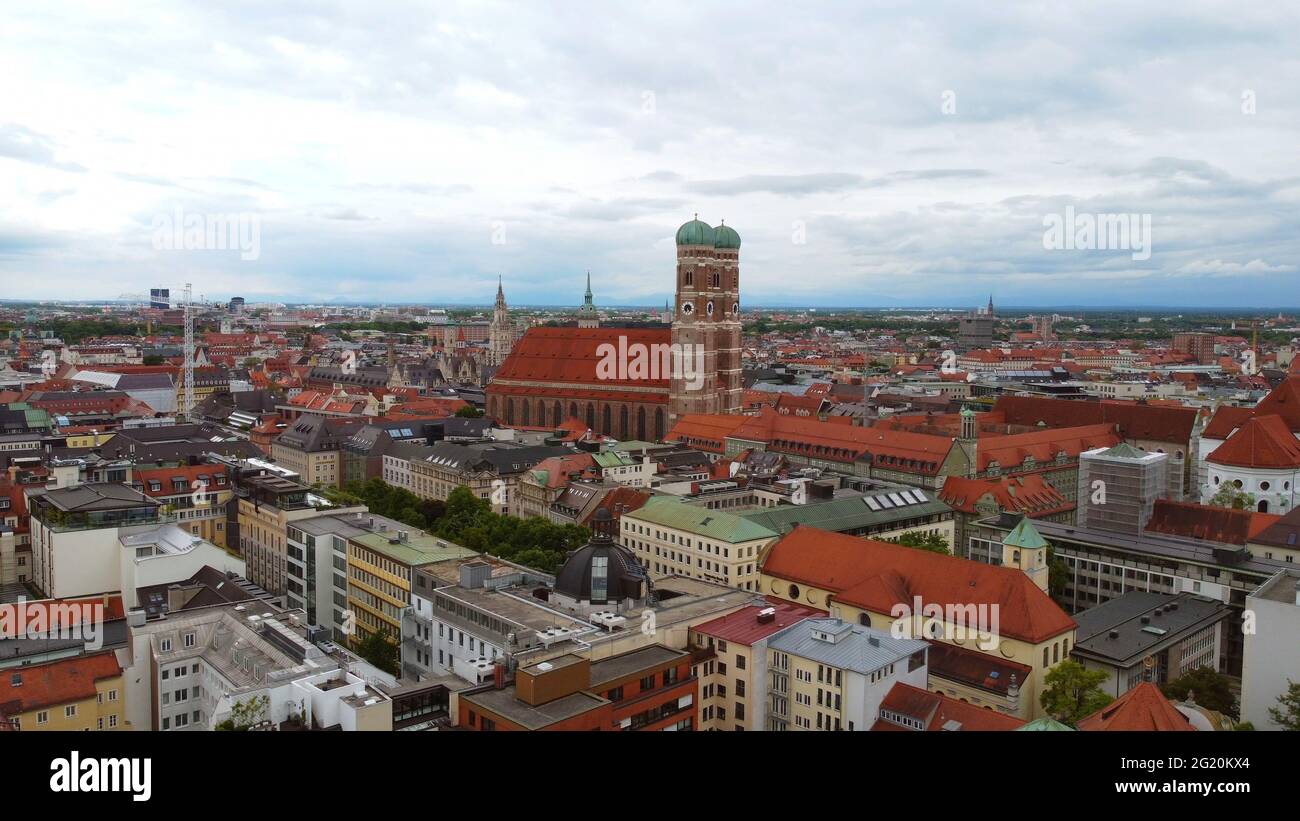 Aerial view over the city center of Munich - historic district Stock ...