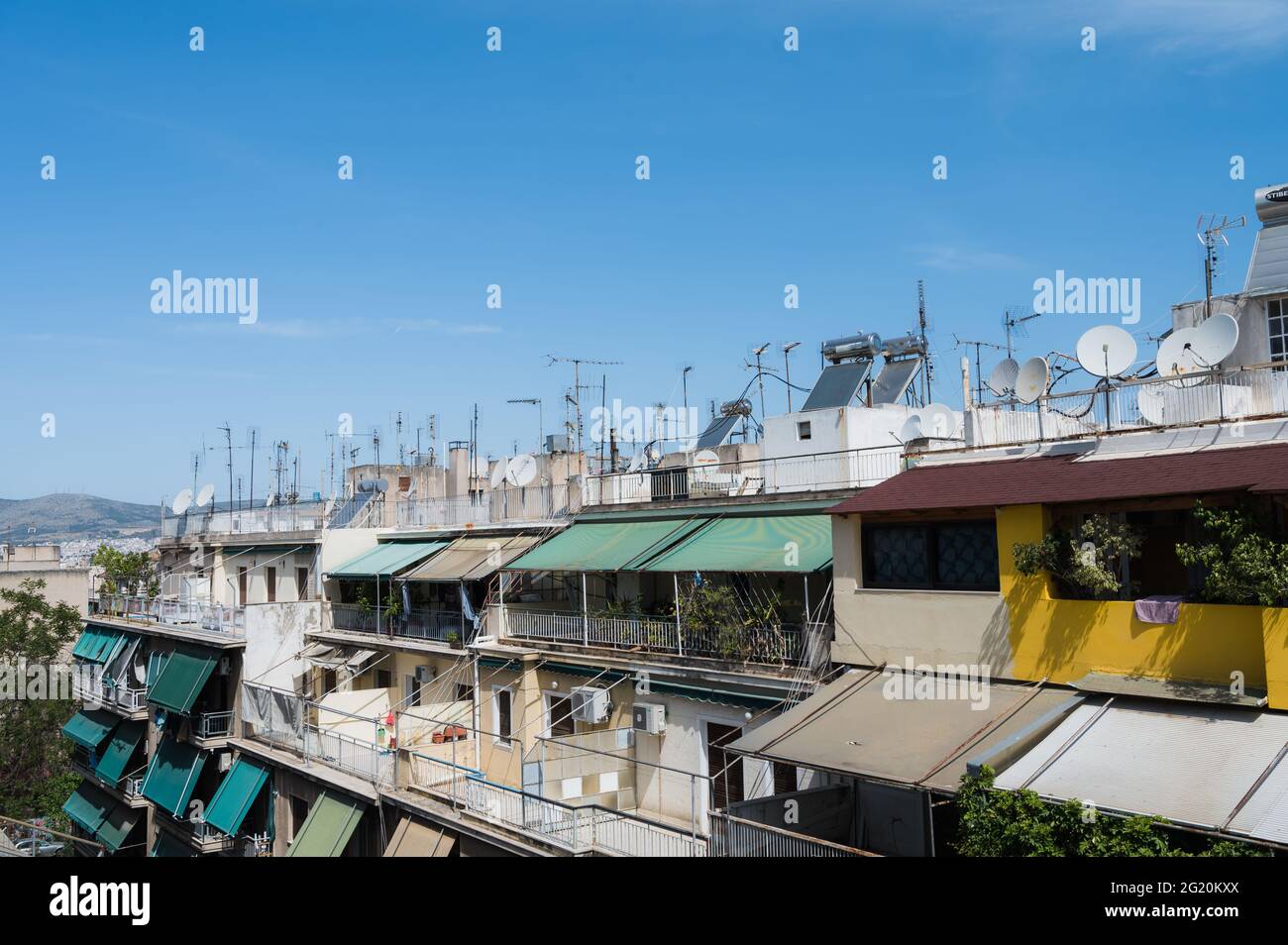 Cityscape of Athens, Greece. Typical urban architecture. Exterior of ...