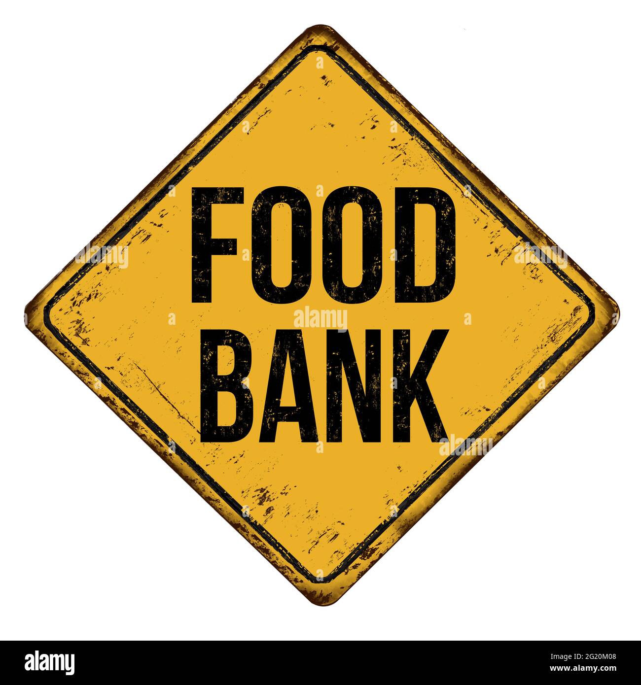 Yellow food bank road sign isolated on a white background Stock Photo ...