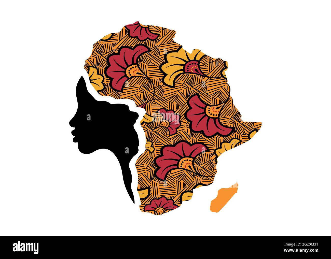 Concept of African woman, face profile silhouette with turban in the ...