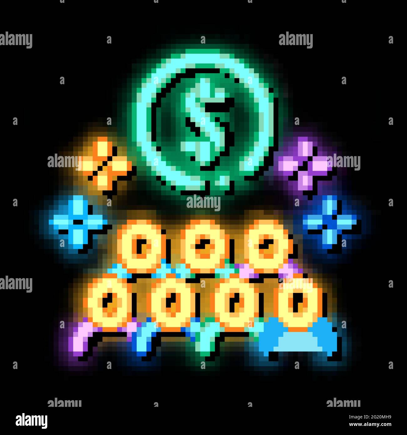 people desire to have money neon glow icon illustration Stock Vector ...