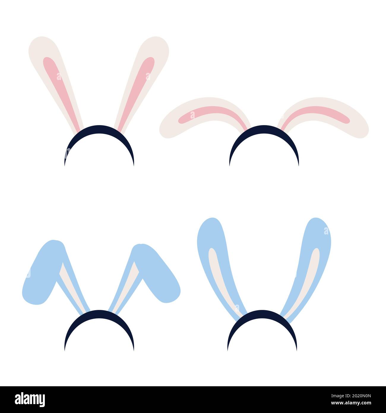 Rabbit ears. Easter masks collection. Blue and pink bunny ears isolated ...