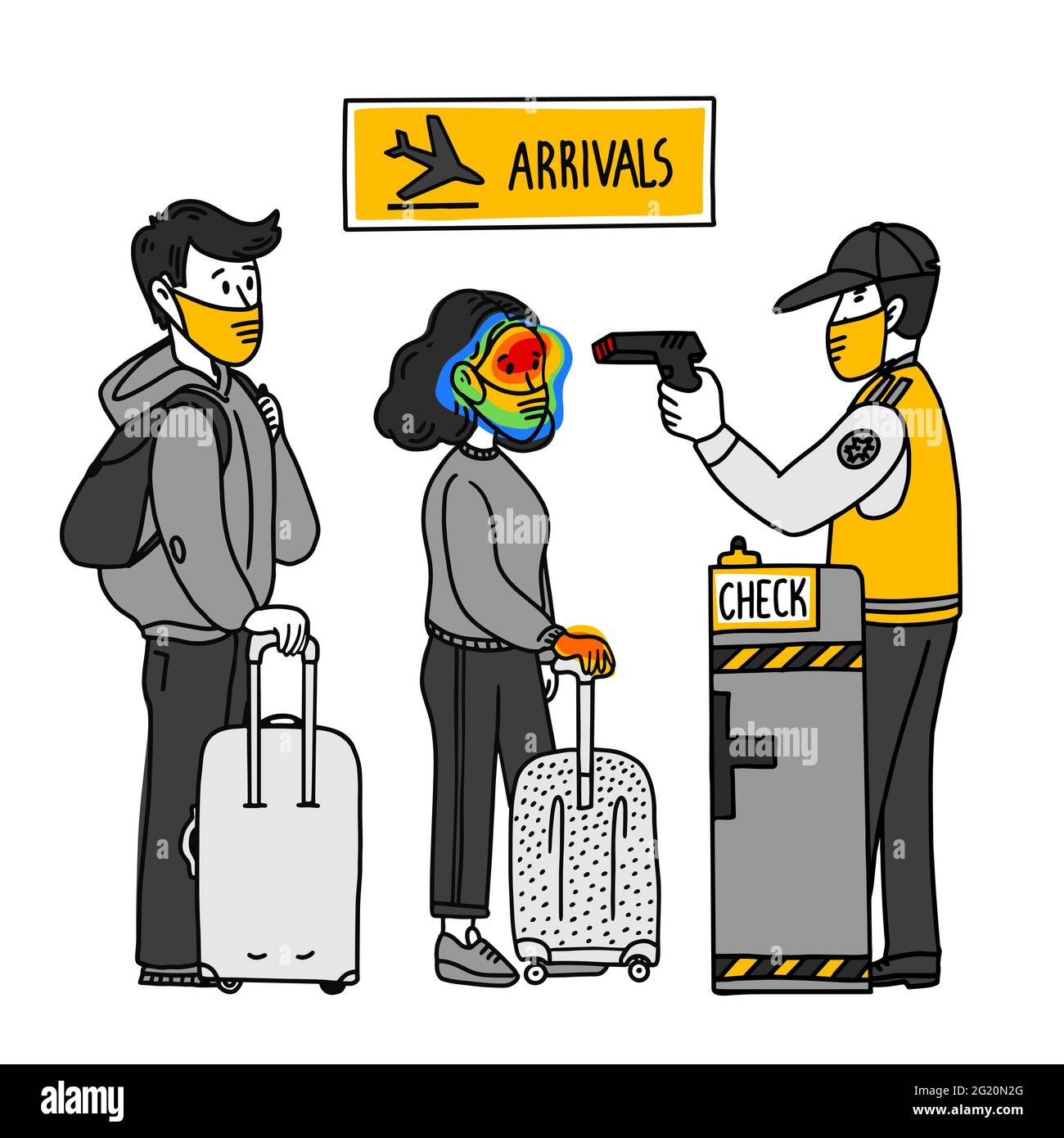 coronavirus. temperature measurement checkpoint at arrival point at the ...